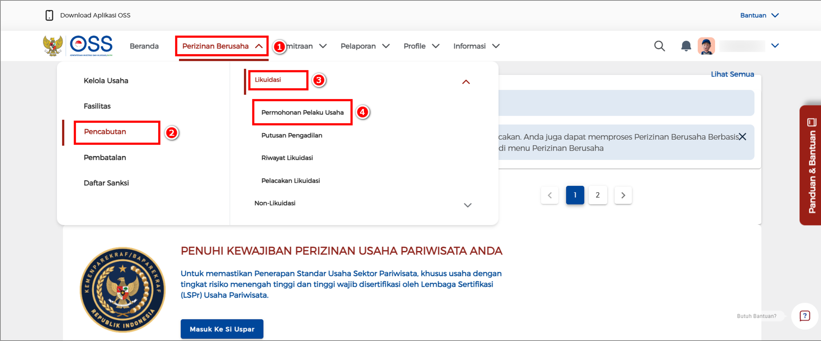 OSS RBA - Permohonan Pencabutan Perizinan Berusaha - Likuidasi (UMK)