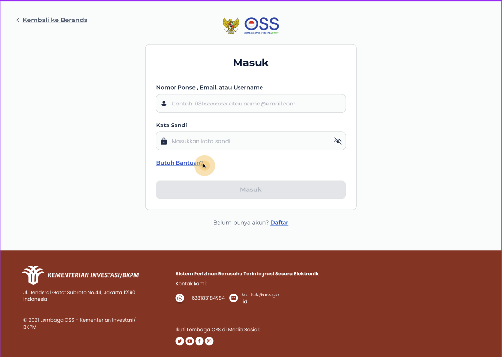 OSS RBA - Panduan Lupa Akun OSS