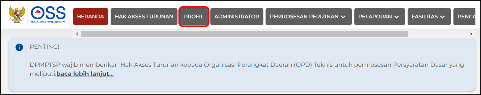 OSS RBA - Panduan Perubahan Profil Pemerintah Daerah
