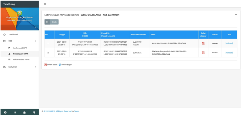 OSS RBA - Pemrosesan PKKPR Darat oleh OPD Tata Ruang dan DPMPTSP