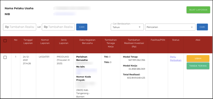 OSS RBA - Laporan Kegiatan Penanaman Modal - Non Usaha Mikro dan Kecil ...